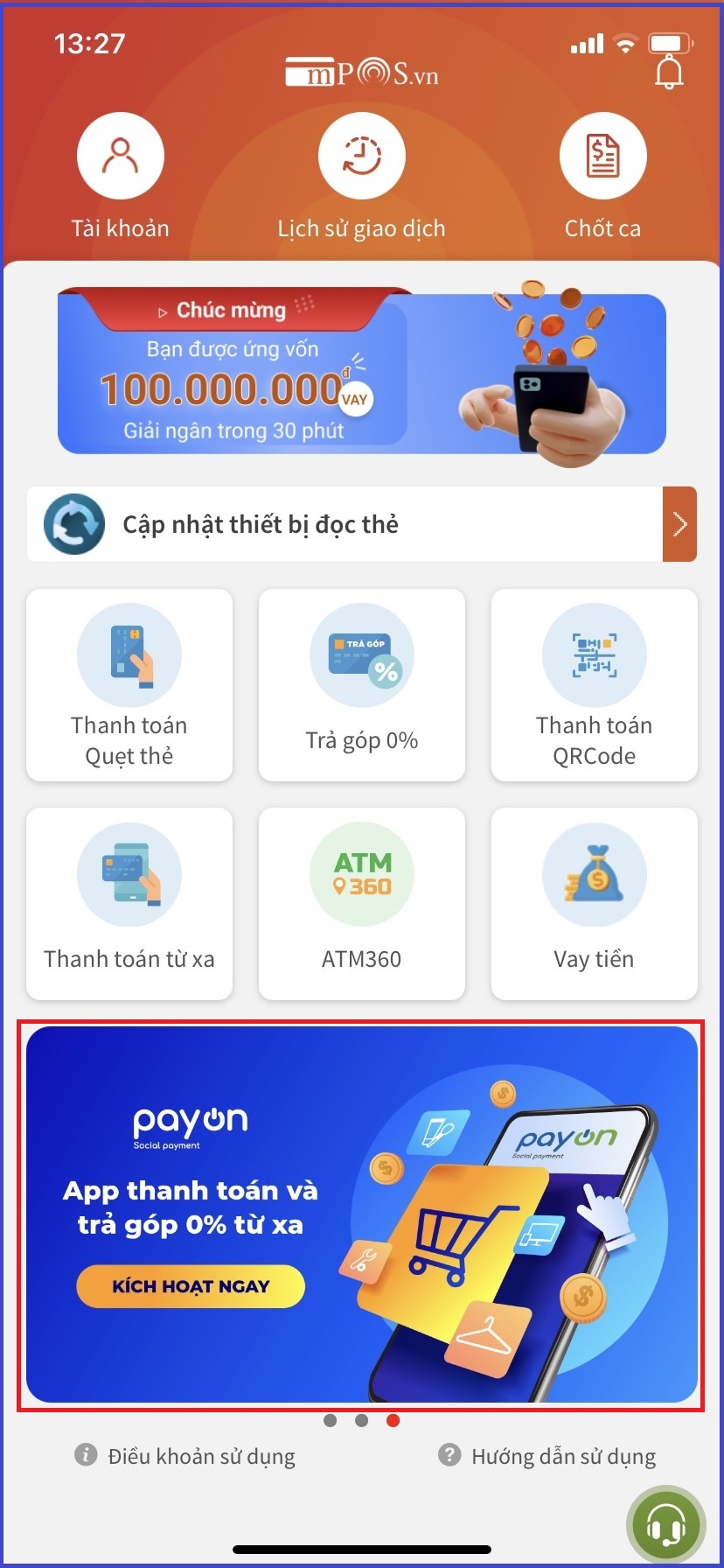 Hướng dẫn tạo tài khoản PayOn từ MPos qua | PayOn